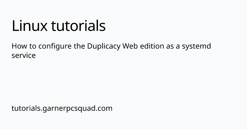 How To Configure The Duplicacy Web Edition As A Systemd Service In Linux Support Duplicacy Forum 